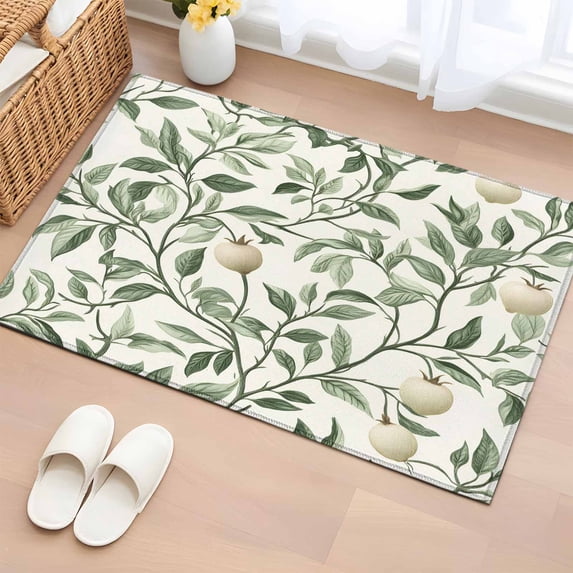 Area Rug Rustic Green Botanical Leaves Fruit Soft Rectangle Area Rugs ...