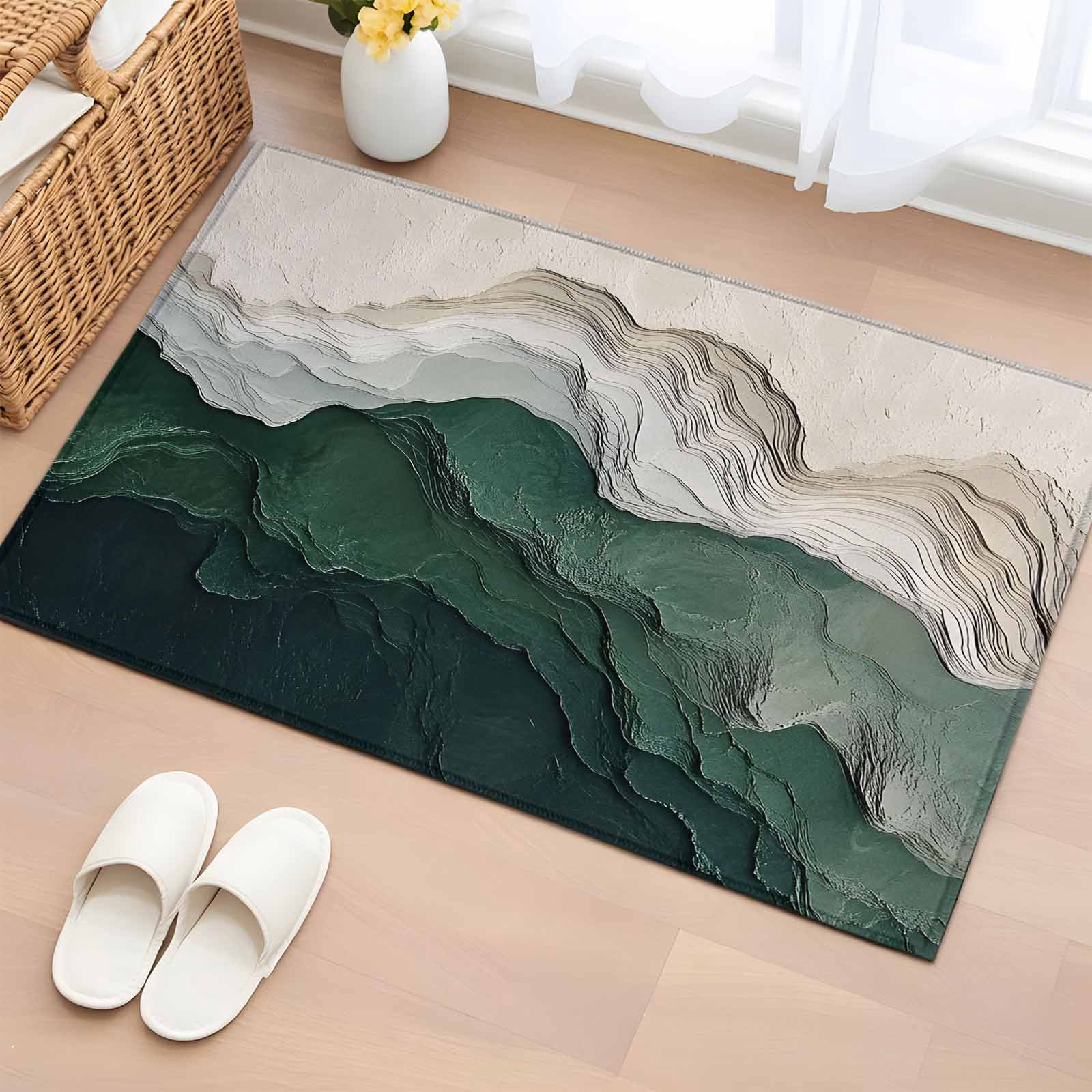 Area Rug Rustic Green Gray White Mountain Range Rectangle Area Rugs ...