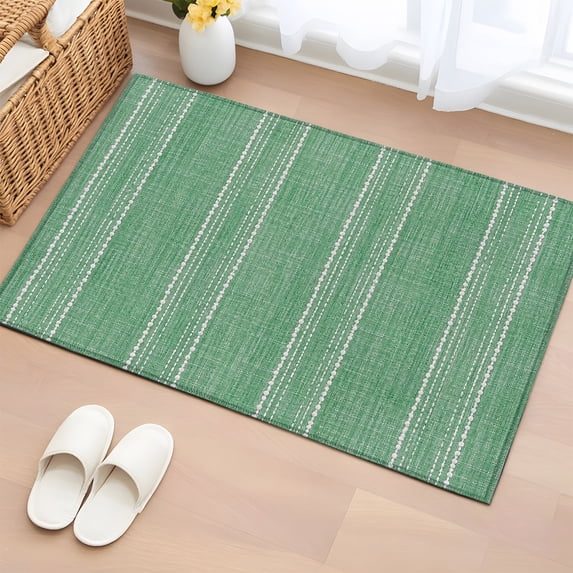 Area Rug Sage Green and White Striped Rectangle Area Rugs Washable Rug ...