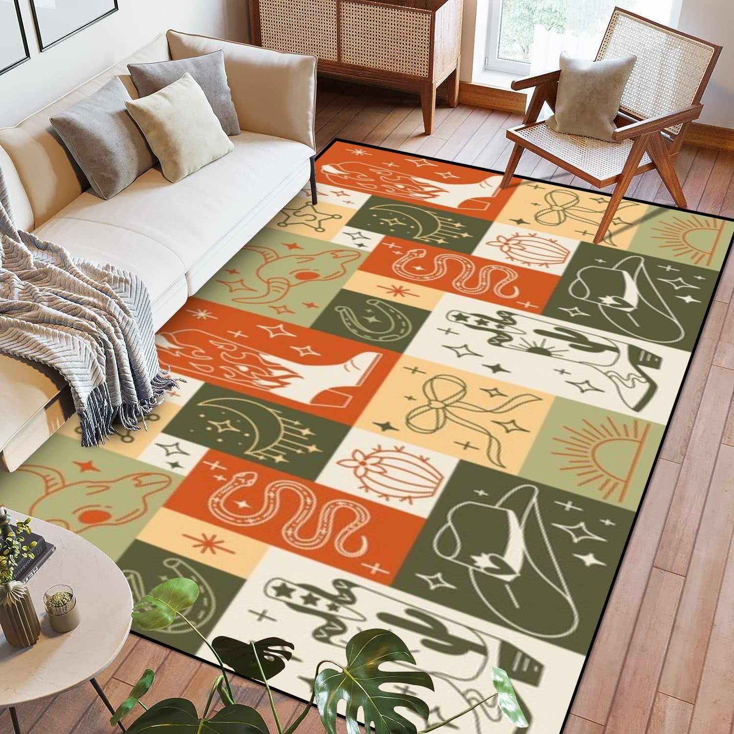 Area Rug Seamless Pattern Various Doodle Line Style Trendy Cowboy Hats ...