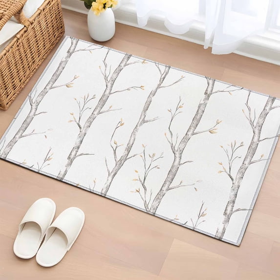 Area Rug Simple Tree Branch Sketch Leaf Soft Rectangle Area Rugs ...