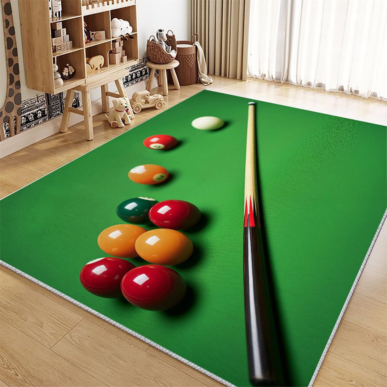 Area Rug, Sports Snooker Pool Table Washable Non-Slip Rectangle Rug ...