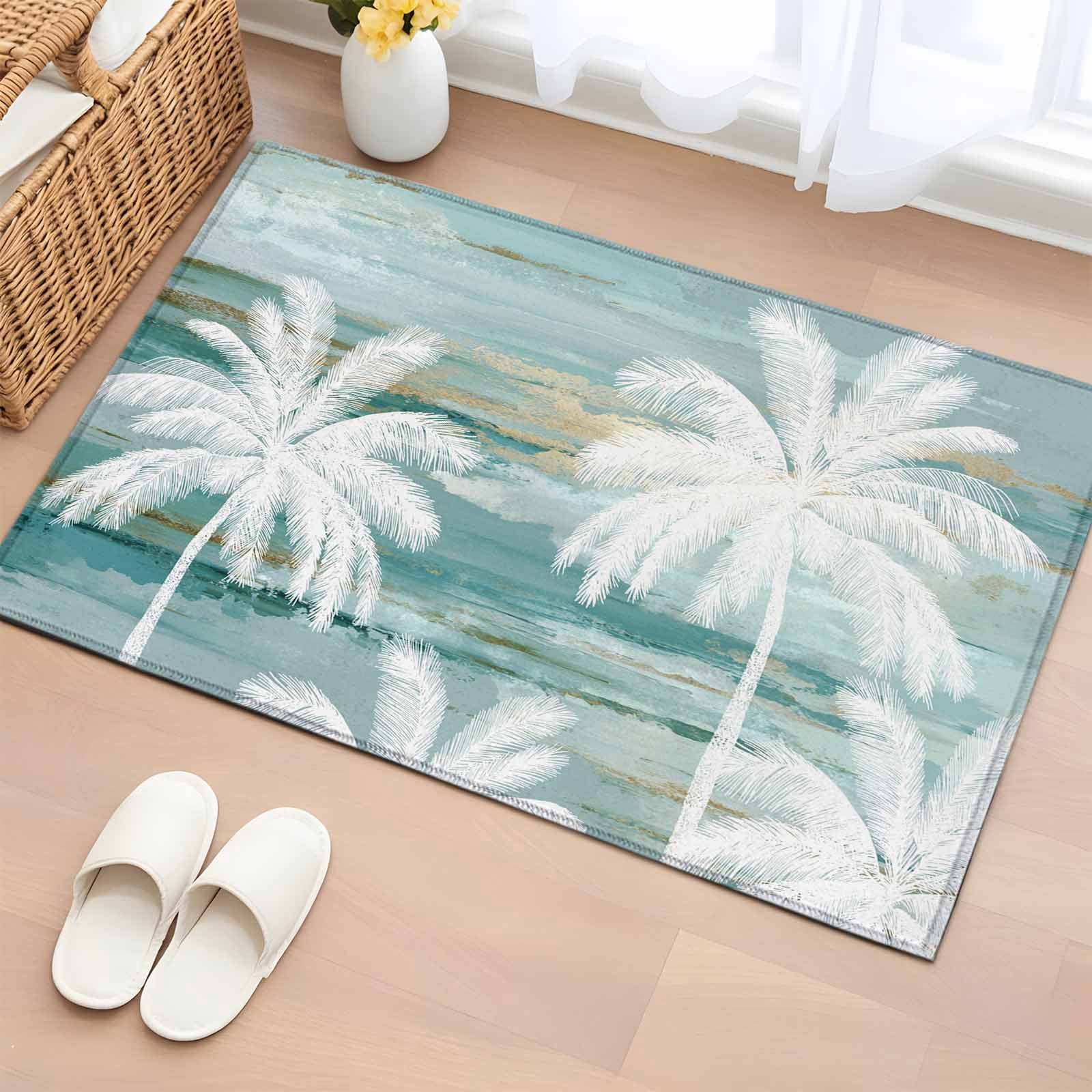 Area Rug Summer Coconut Trees Silhouette Rectangle Area Rugs Washable ...