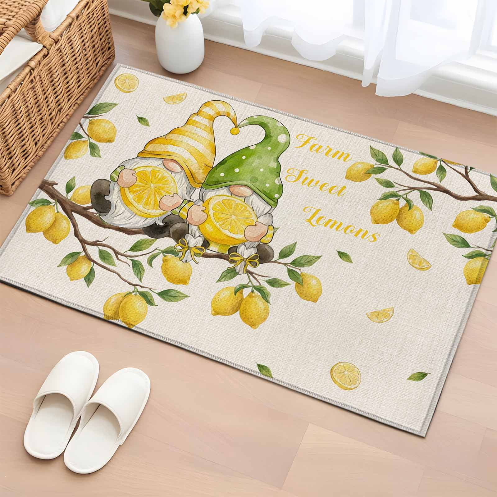 Area Rug Summer Farm Lemon Yellow Green Dwarfs Soft Rectangle Area Rugs ...