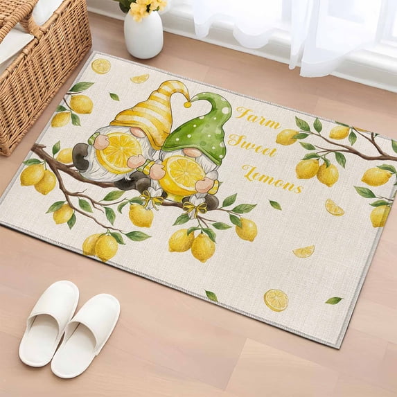 Area Rug Summer Farm Lemon Yellow Green Dwarfs Soft Rectangle Area Rugs ...