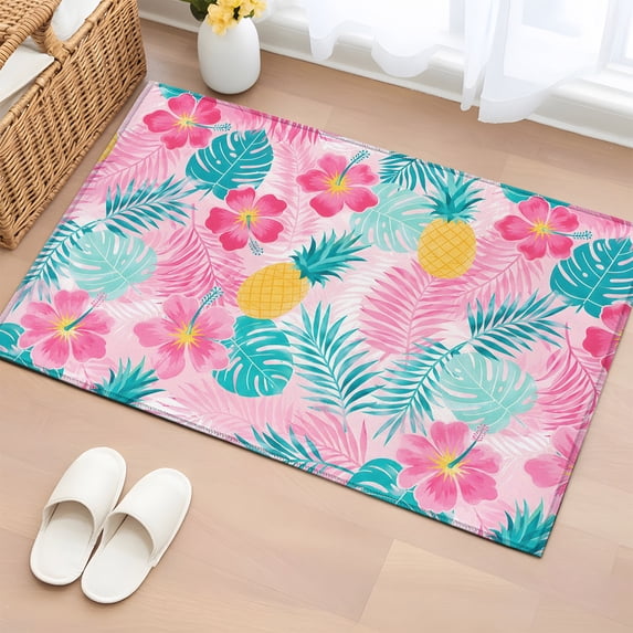 Area Rug Summer Pineapple Monstera Leaves Soft Rectangle Area Rugs ...