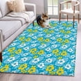 Area Rug Summer Yellow White Blue Flowers Rectangle Area Rugs Washable ...