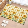Area Rug Sunflower on Yellow White Plaid Rectangle Area Rugs Washable ...