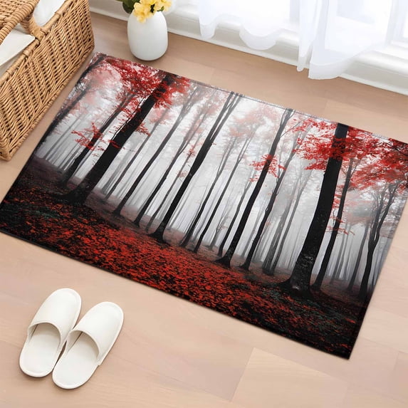 Area Rug Thanksgiving Red Maple Leaves Soft Rectangle Area Rugs ...