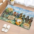 Area Rug Welcome Words on Wood Board Rectangle Area Rugs Washable Rug ...