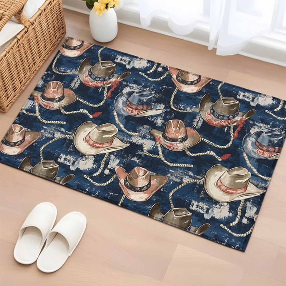 Area Rug Western Cowboy Hat Soft Rectangle Area Rugs Washable Rug for ...