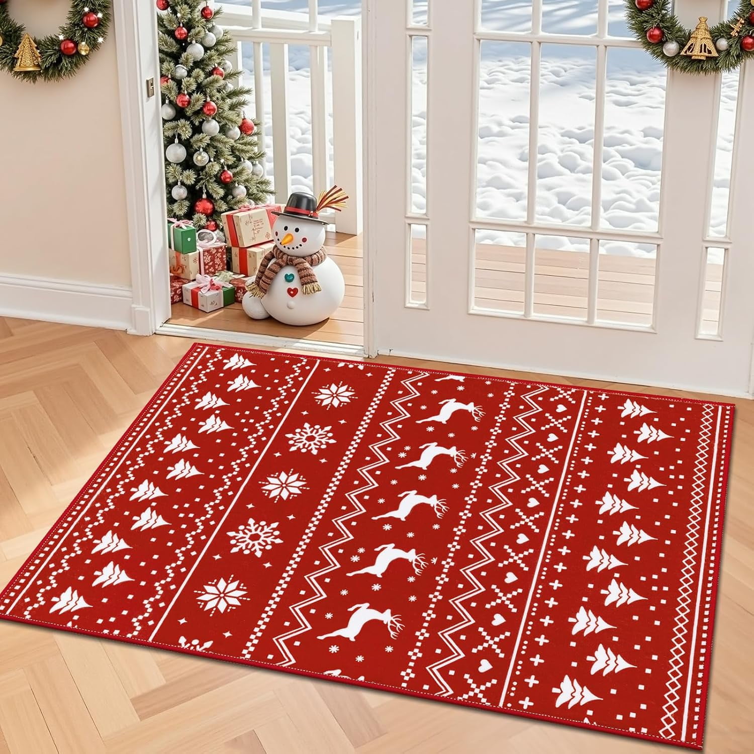 Christmas Rug, Yamaziot 2'x3' Washable Doormat for Indoor, Vintage Boho ...