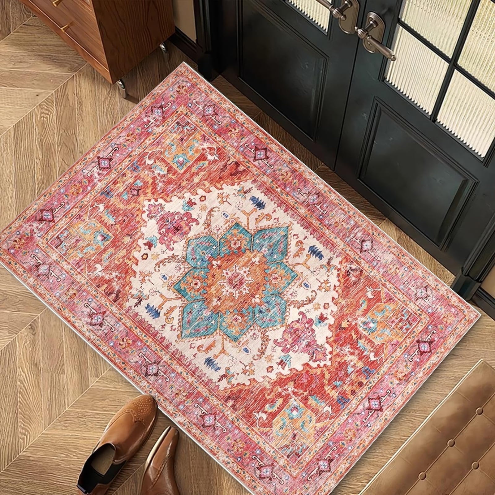 Yamaziot Washable Faux Wool Area Rug 2'x3' Vintage Boho Floor Carpet ...