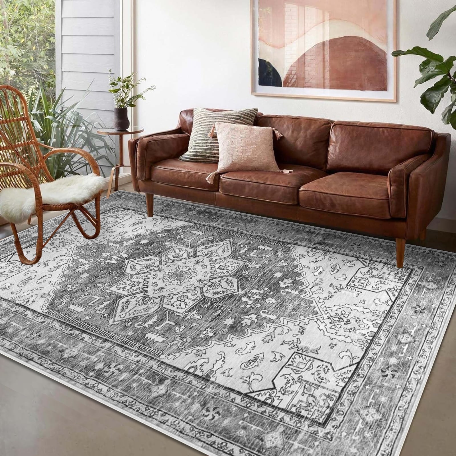 Area Rugs, Yamaziot 4'x6' Washable Rug for Living Room Bedroom, Vintage ...