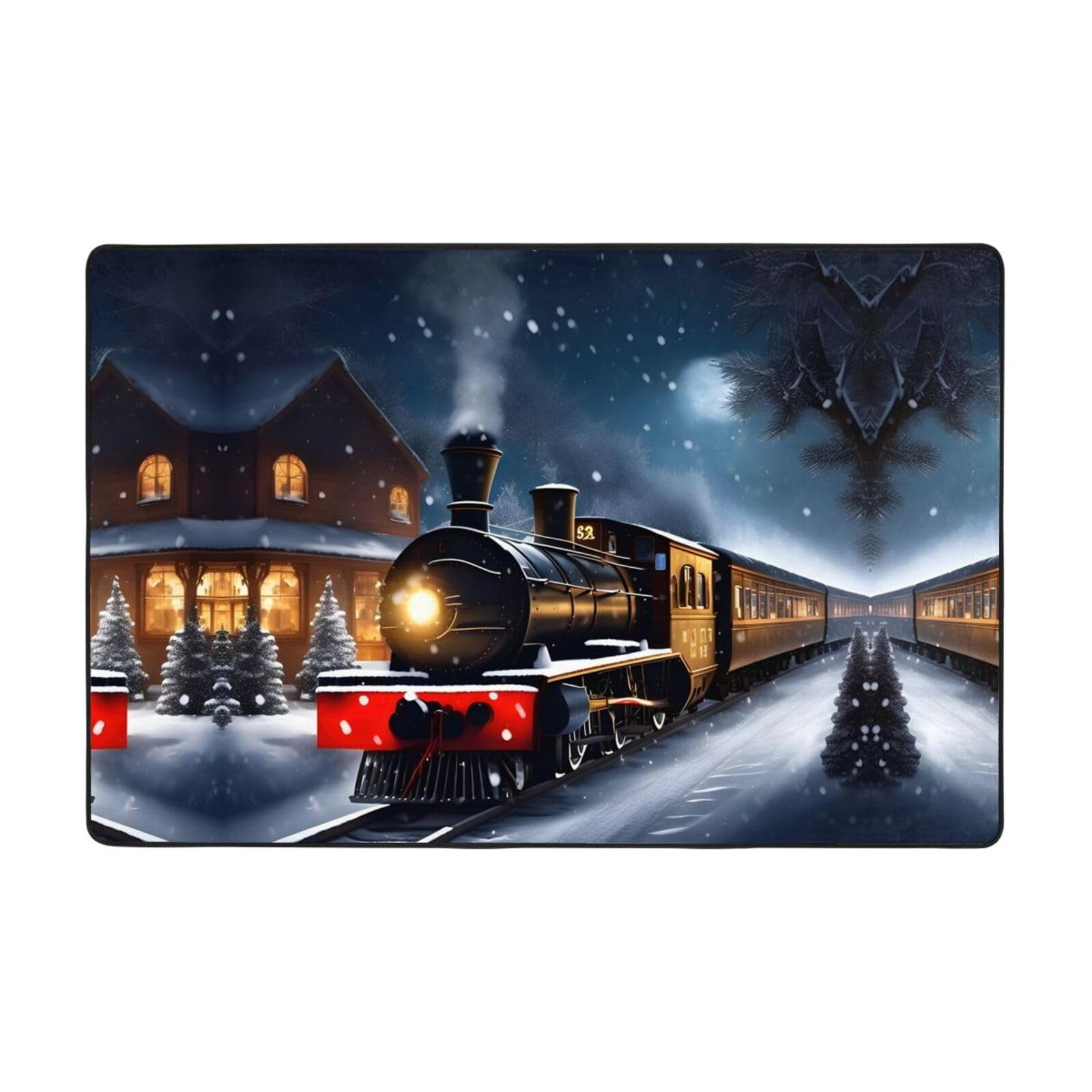 Area Rug for Retro Steam Engine Carpet Railway Track Transport Floor ...