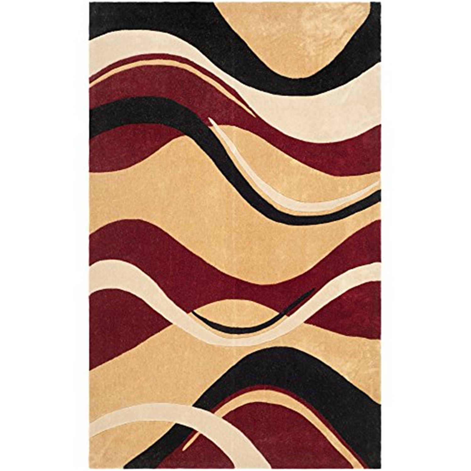 Contemporary Rug - Modern Art Polyester -Rust/Ivory-Color:Rust/Ivory ...