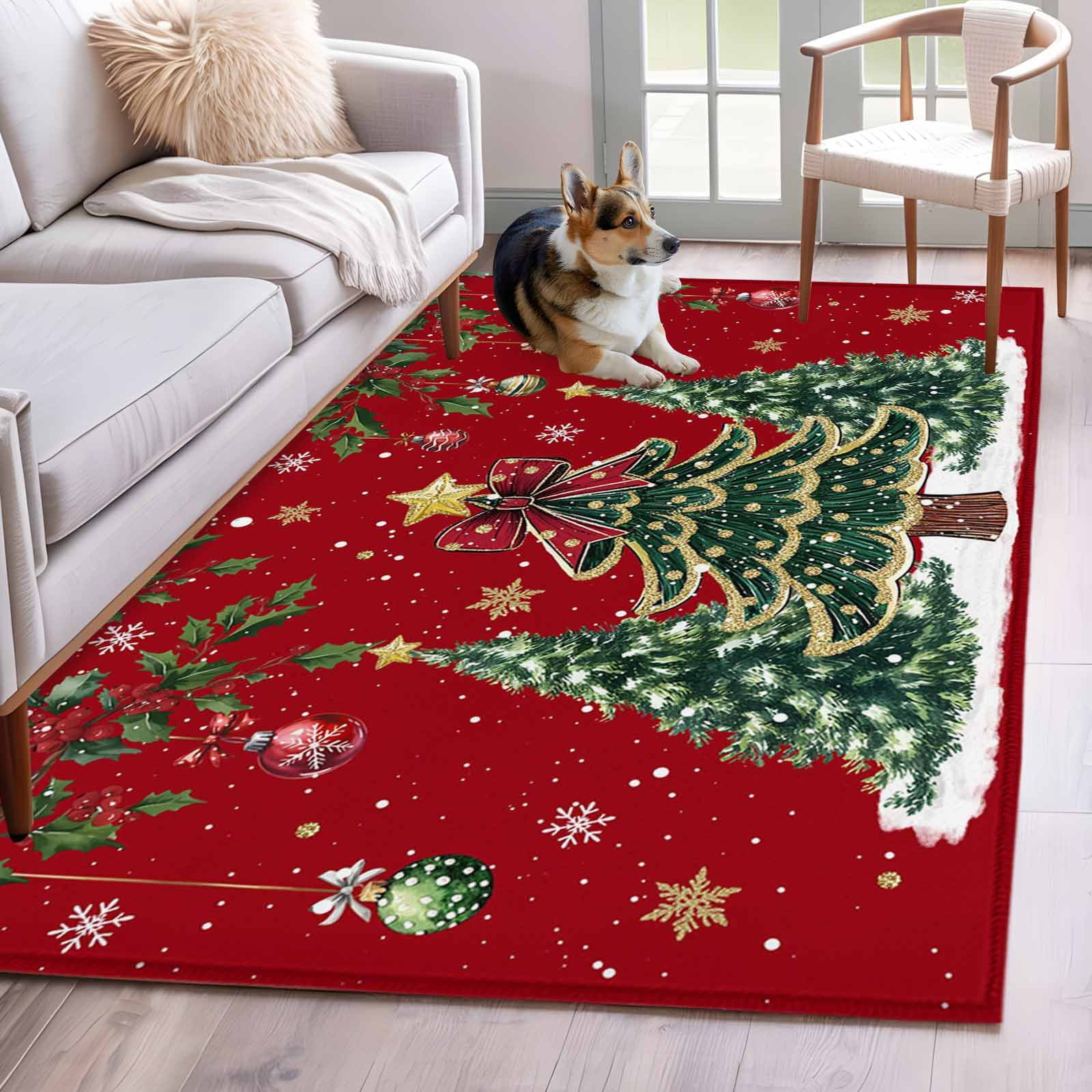Area Rugs 2.7'x5', Christmas Tree Carpet for Living Room Bedroom Dining ...
