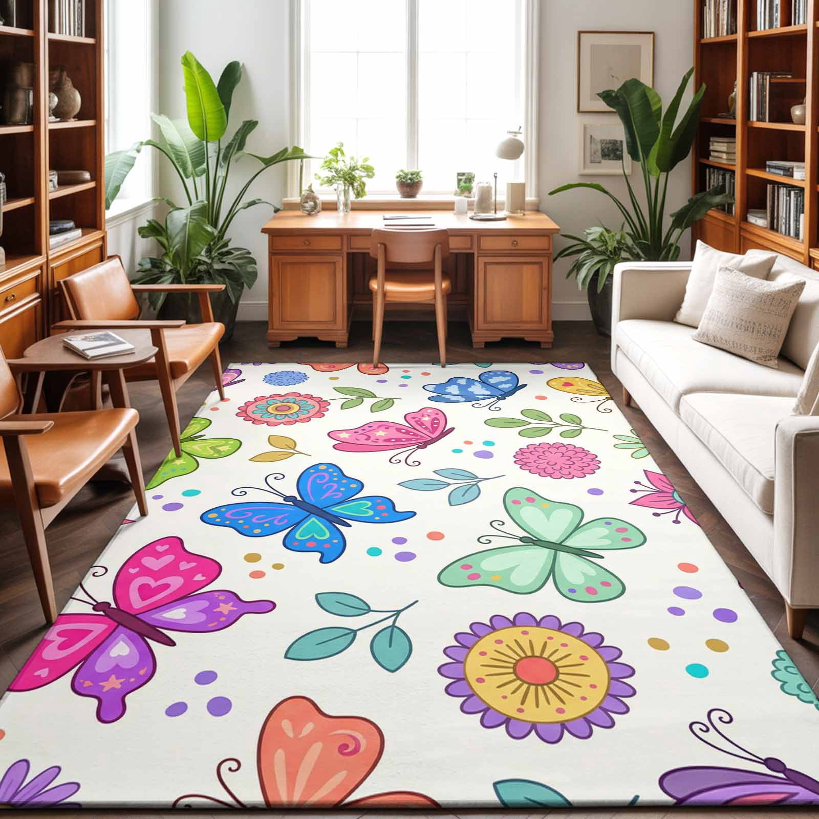 Area Rugs 2.7'x5', Cute Colorful Butterflies Carpet Runner Indoor ...