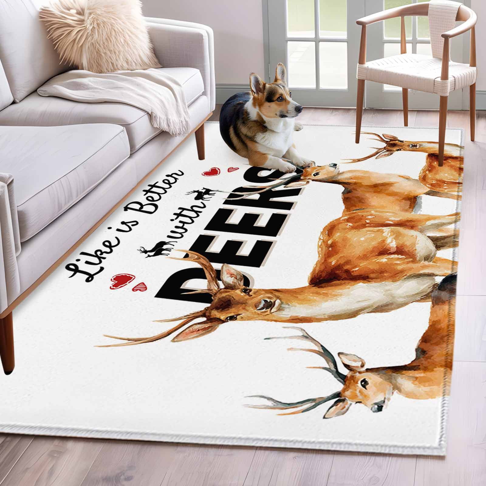 Area Rugs 2.7'x5', Deer Carpet for Living Room Bedroom Dining Room ...