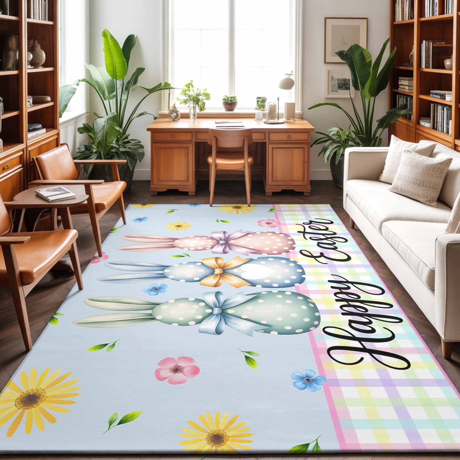 Area Rugs 2.7'x5', Easter Bunny Carpet Runner Indoor Outdoor Rugs Home ...