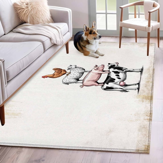 Area Rugs 2.7'x5', Farm Animals Carpet for Living Room Bedroom Dining ...