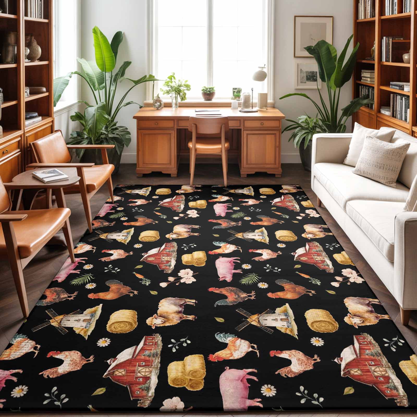 Area Rugs 2.7'x5', Farm Animals Carpet Runner Indoor Outdoor Rugs Home ...
