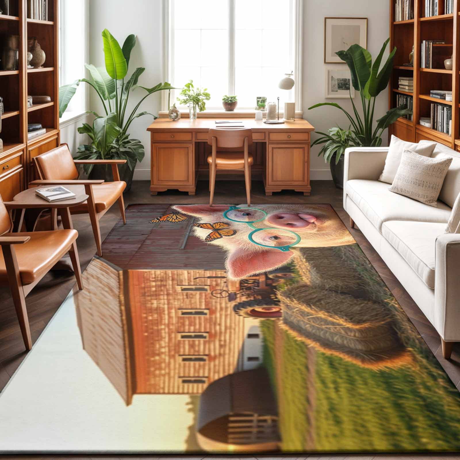 Area Rugs 2.7'x5', Farm Pig Carpet Runner Indoor Outdoor Rugs Home ...