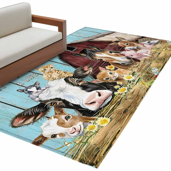 Area Rugs 2.7'x5' Farmhouse Animals Washable Area Rugs Non-Slip Indoor ...