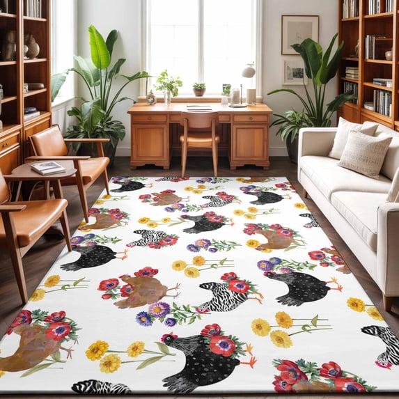 Area Rugs 2.7'x5', Farmhouse Rooster Carpet Runner Indoor Outdoor Rugs ...