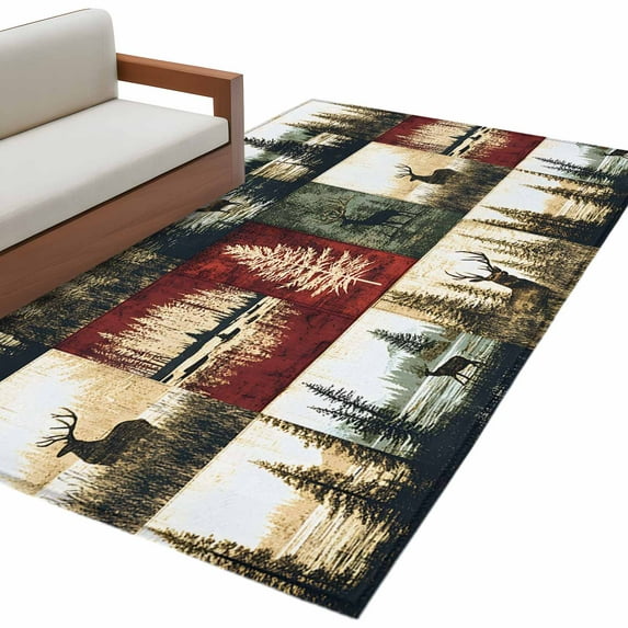 Area Rugs 2.7'x5' Forest Reindeer Washable Area Rugs Non-Slip Indoor ...