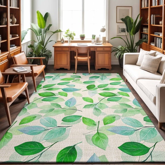Area Rugs 2.7'x5', Green Leaves Carpet Runner Indoor Outdoor Rugs Home ...