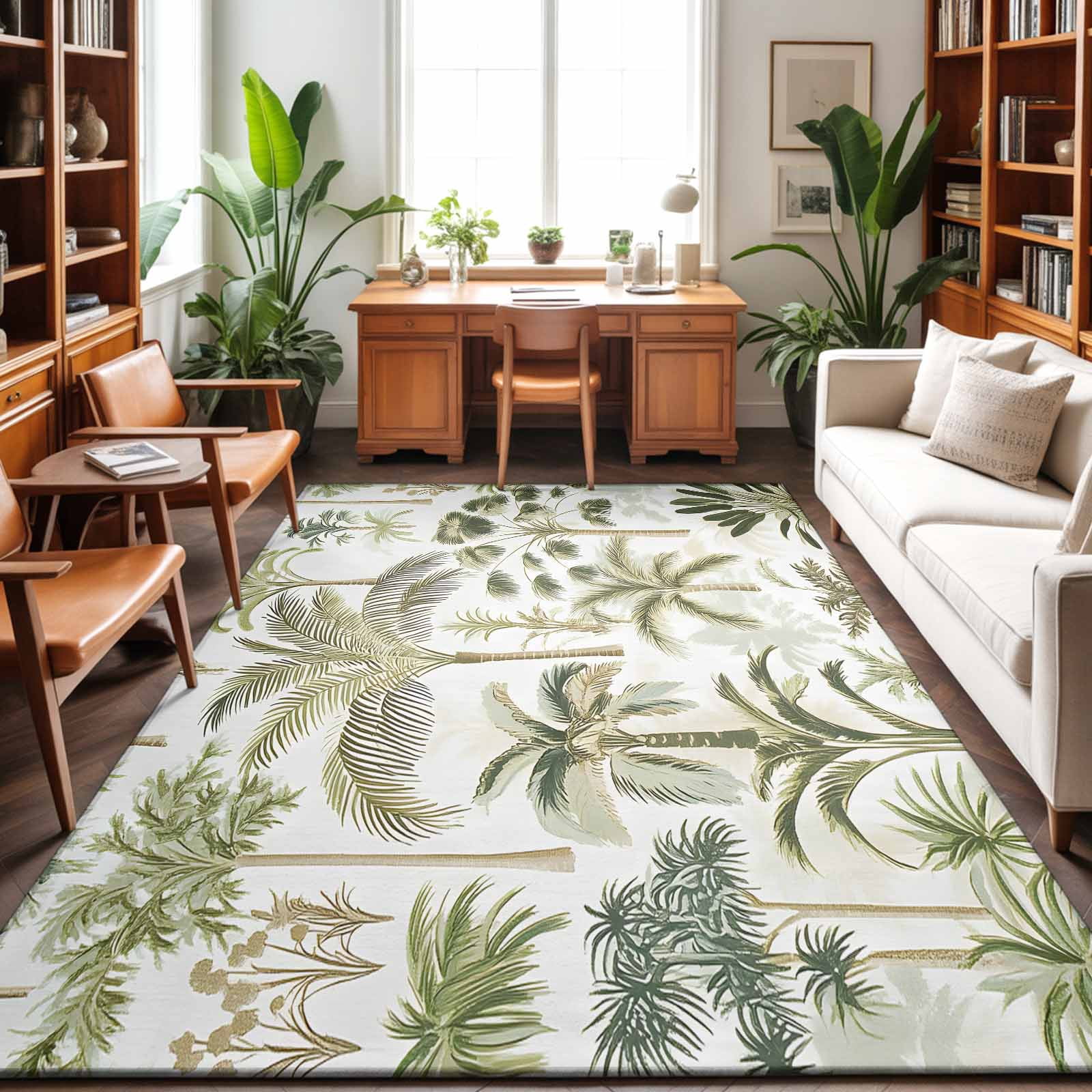 Area Rugs 2.7'x5', Green Palm Tree Tropical Carpet Runner Indoor ...