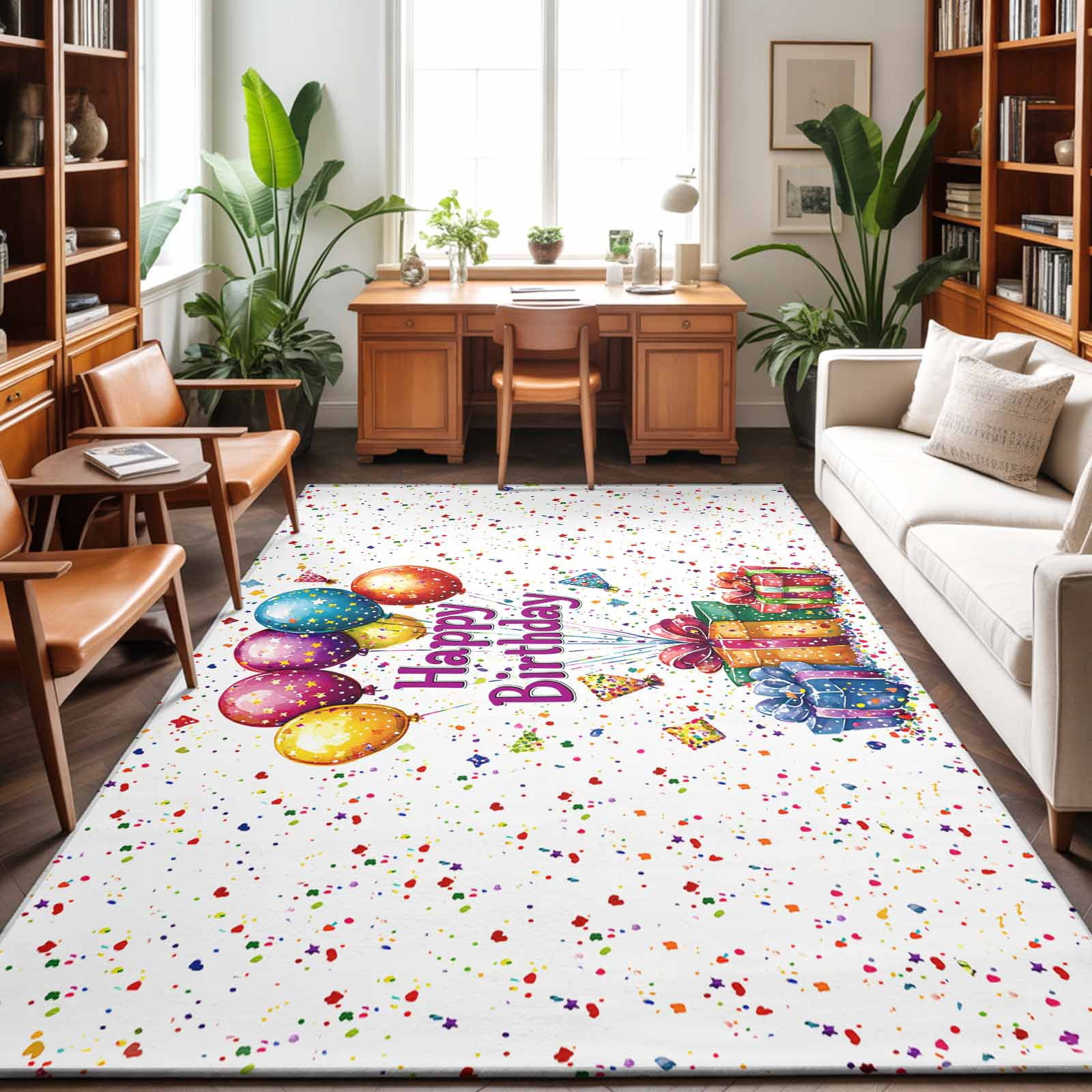 Area Rugs 2.7'x5', Happy Birthday Carpet Runner Indoor Outdoor Rugs ...