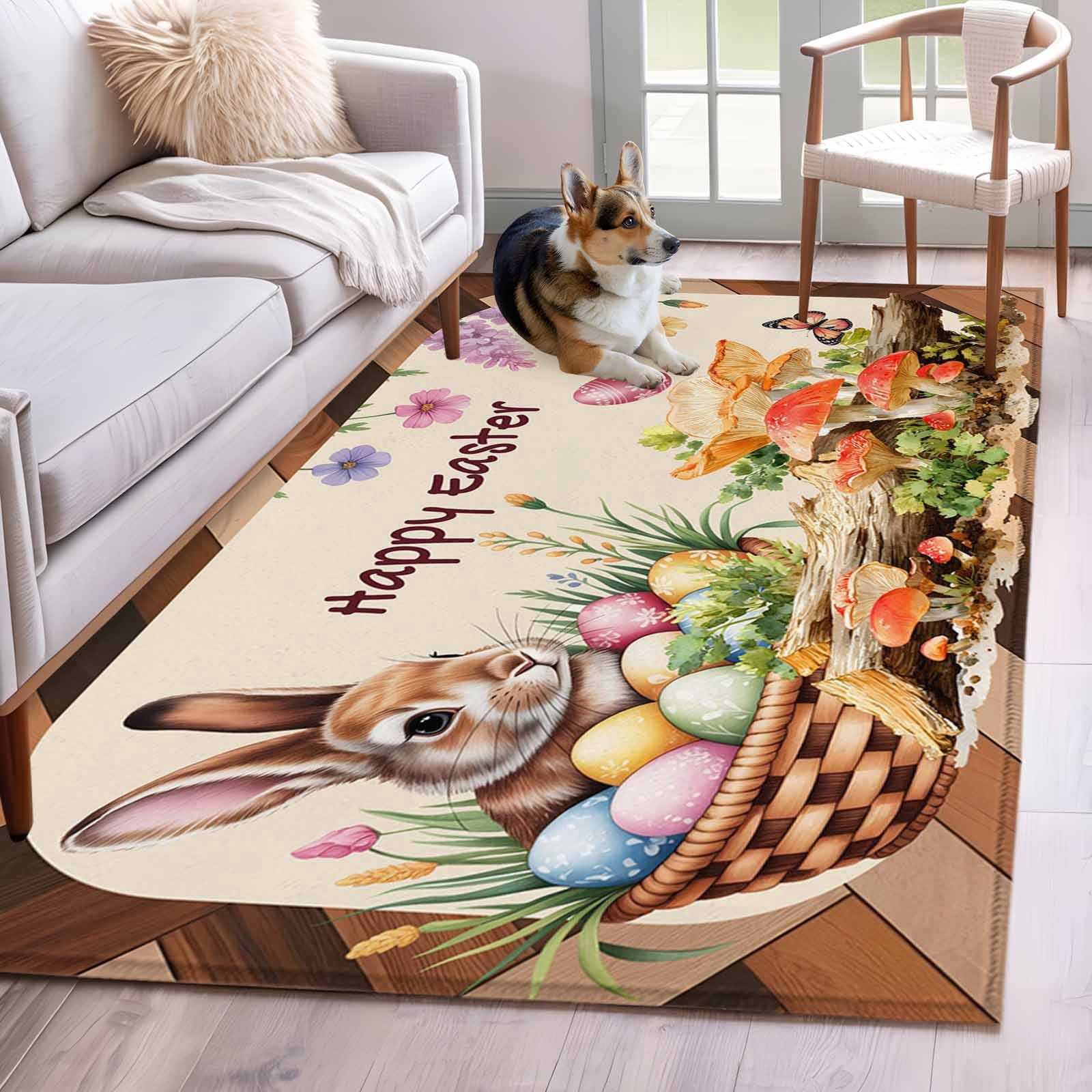 Area Rugs 2.7'x5', Happy Easter Carpet for Living Room Bedroom Dining ...