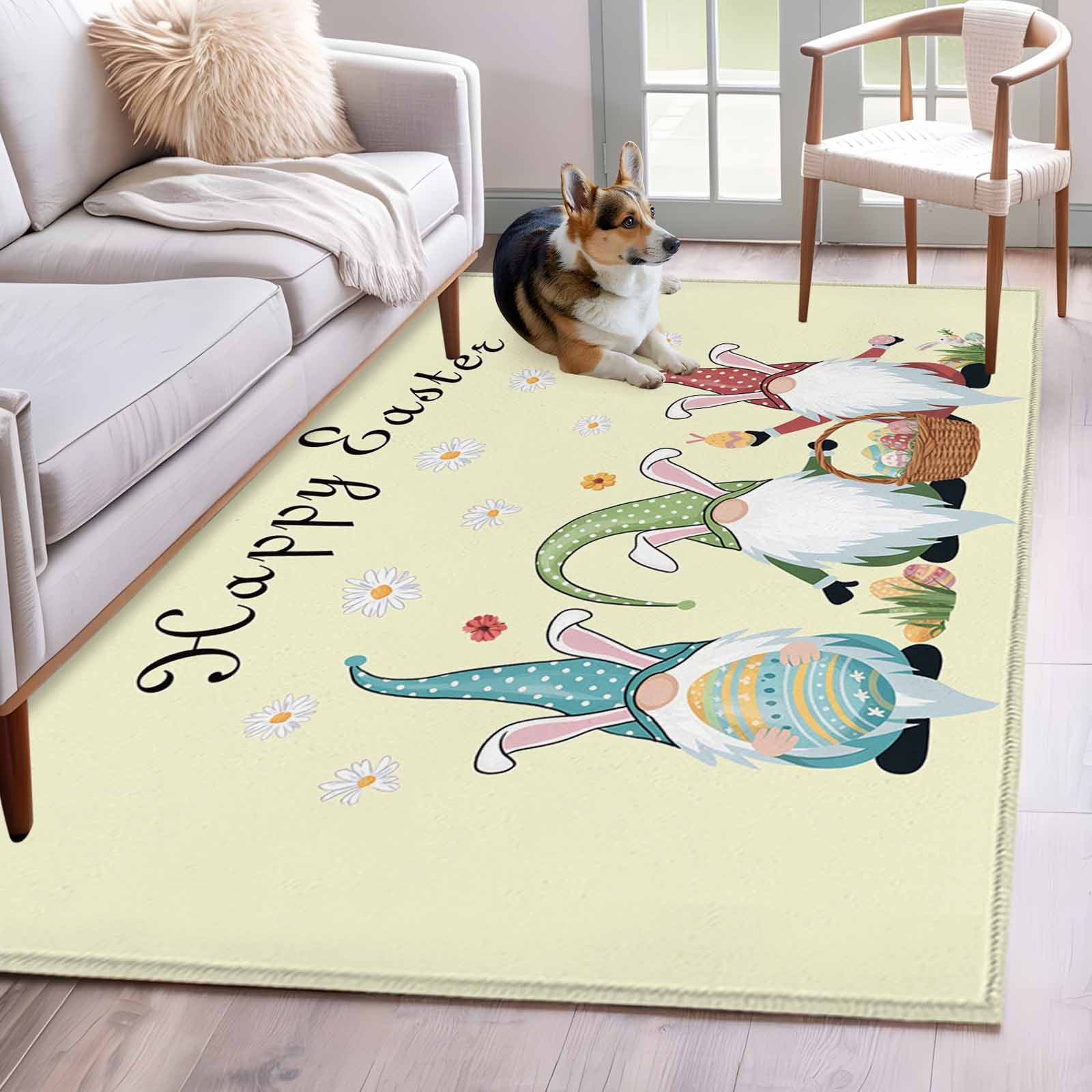 Area Rugs 2.7'x5', Happy Easter Carpet for Living Room Bedroom Dining ...