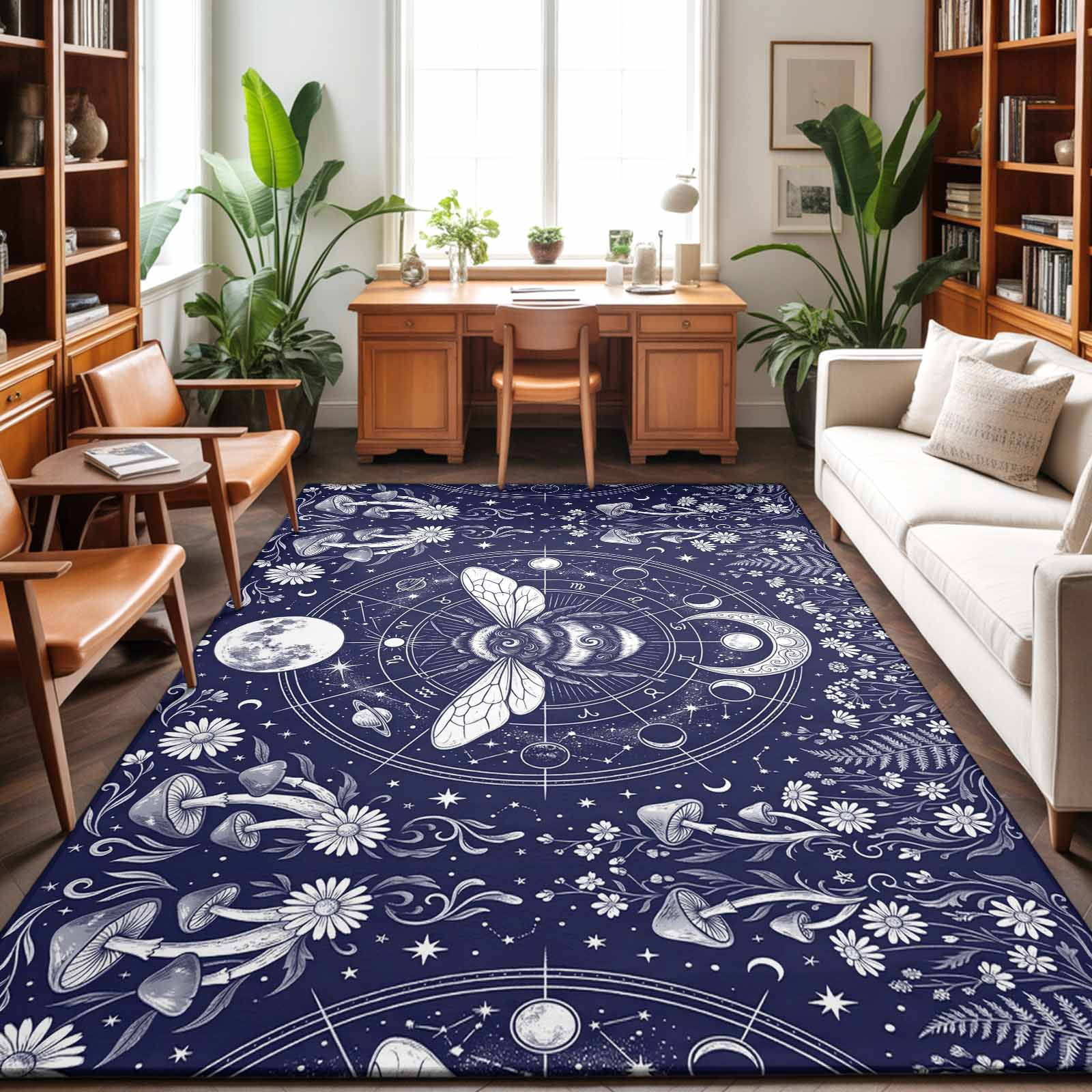 Area Rugs 2.7'x5', Navy Blue Bee Carpet Runner Indoor Outdoor Rugs Home ...