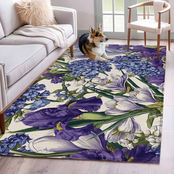Area Rugs 2.7'x5', Spring Flowers Carpet for Living Room Bedroom Dining ...