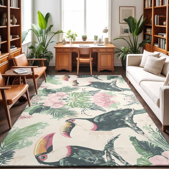 Area Rugs 2.7'x5', Summer Parrot Carpet Runner Indoor Outdoor Rugs Home ...