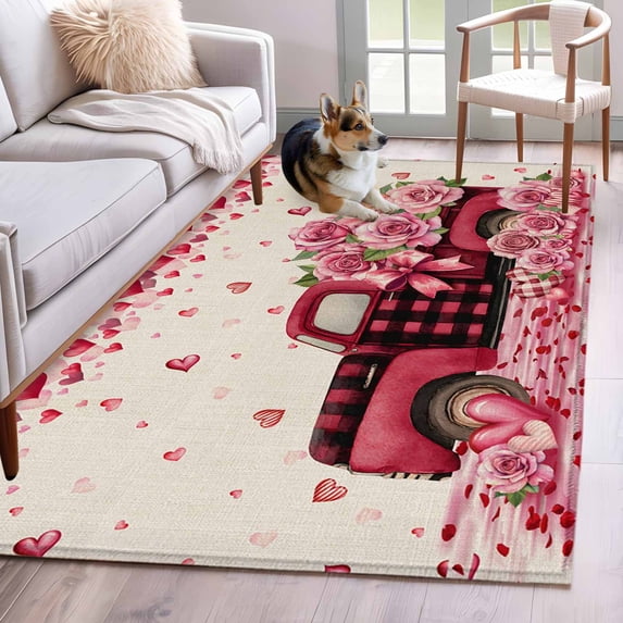 Area Rugs 2.7'x5', Valentine's Day Carpet for Living Room Bedroom ...