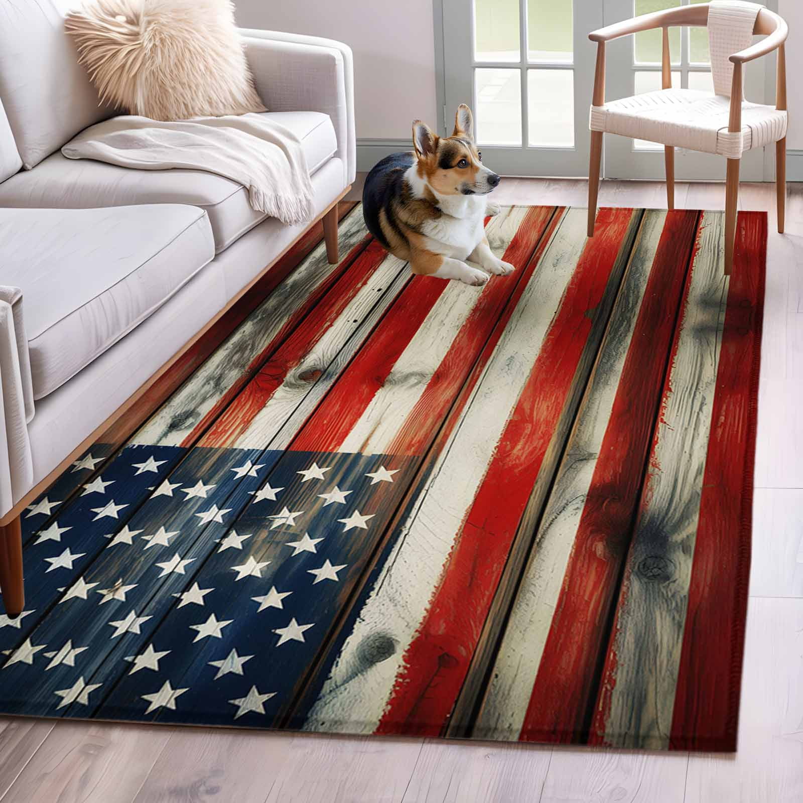 Area Rugs 2.7'x5', Vintage American Flag Carpet for Living Room Bedroom ...