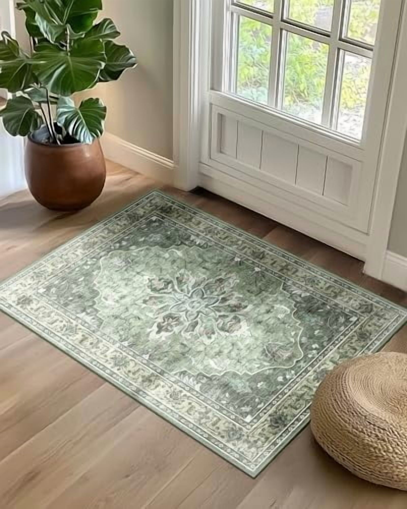 Area Rugs 2'x3' Washable Non-Slip, Floral Vintage Distress Print ...