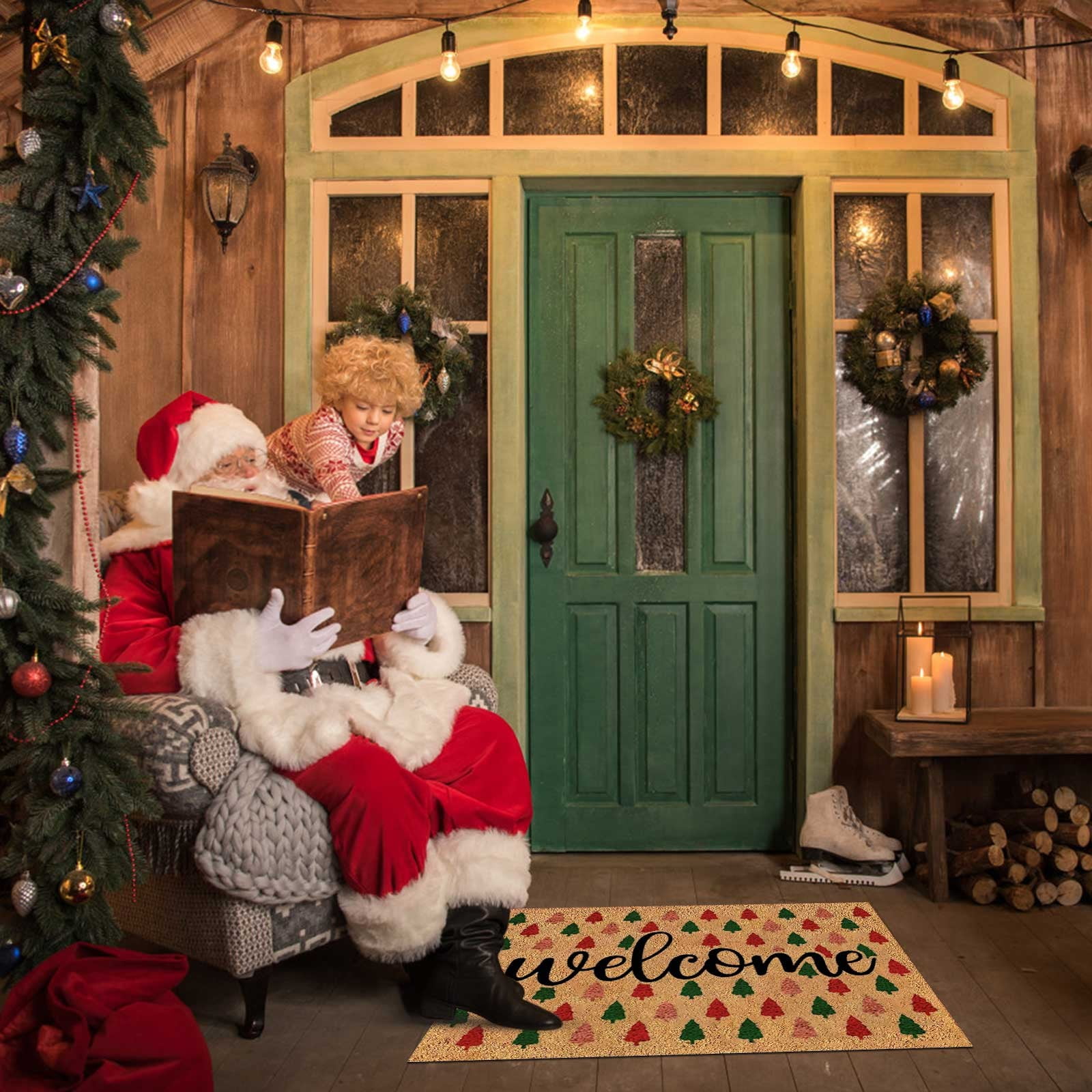 Area Rugs,2024 Christmas Doormat Indoor Outdoor Home Front Porch Carpet ...