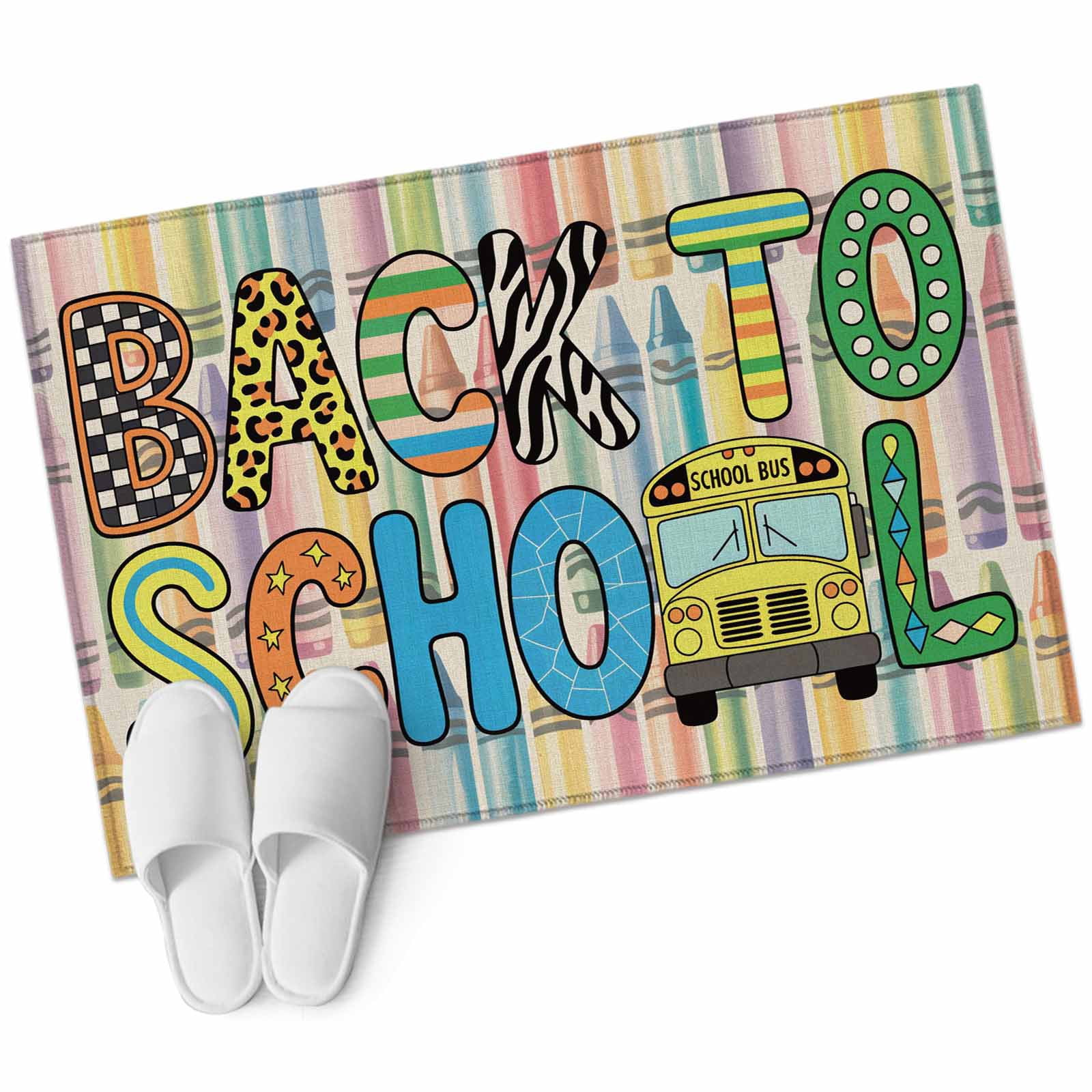 Area Rugs 2x3,Back to School Bus Crayon Non Slip Washable Rug Indoor ...