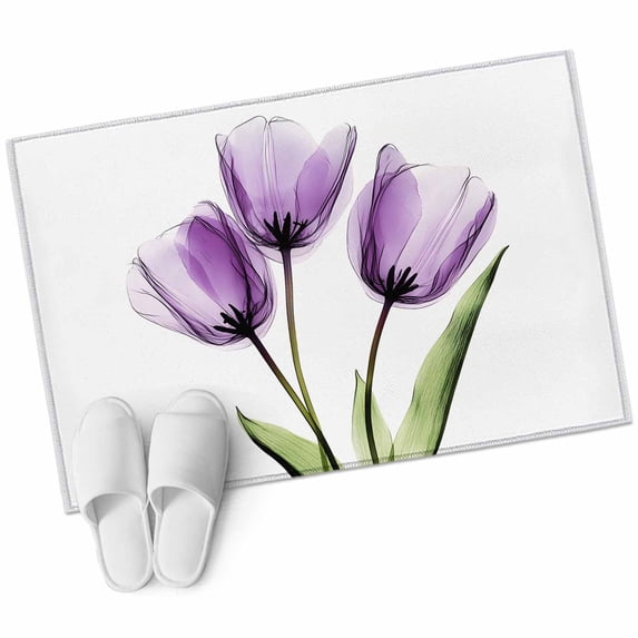 Area Rugs 2x3,Blossom Purple Tulip Flower Non Slip Washable Rug Indoor ...