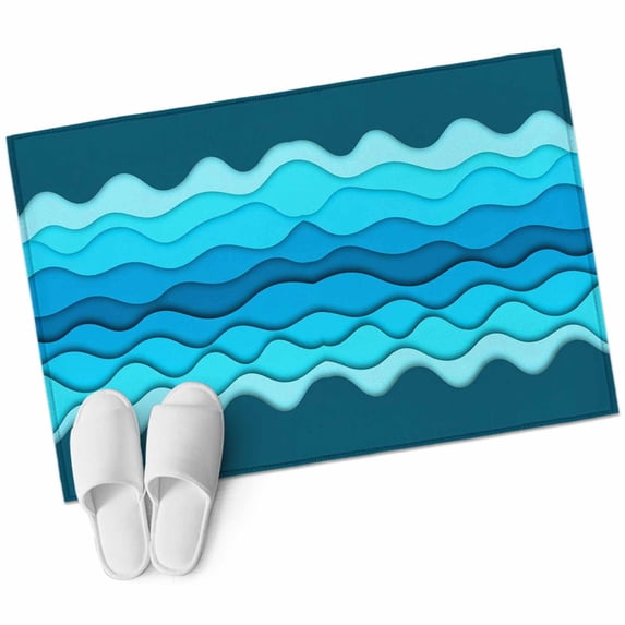 Area Rugs 2x3, Blue Gradient Abstract Water Wave Art Non Slip Washable ...