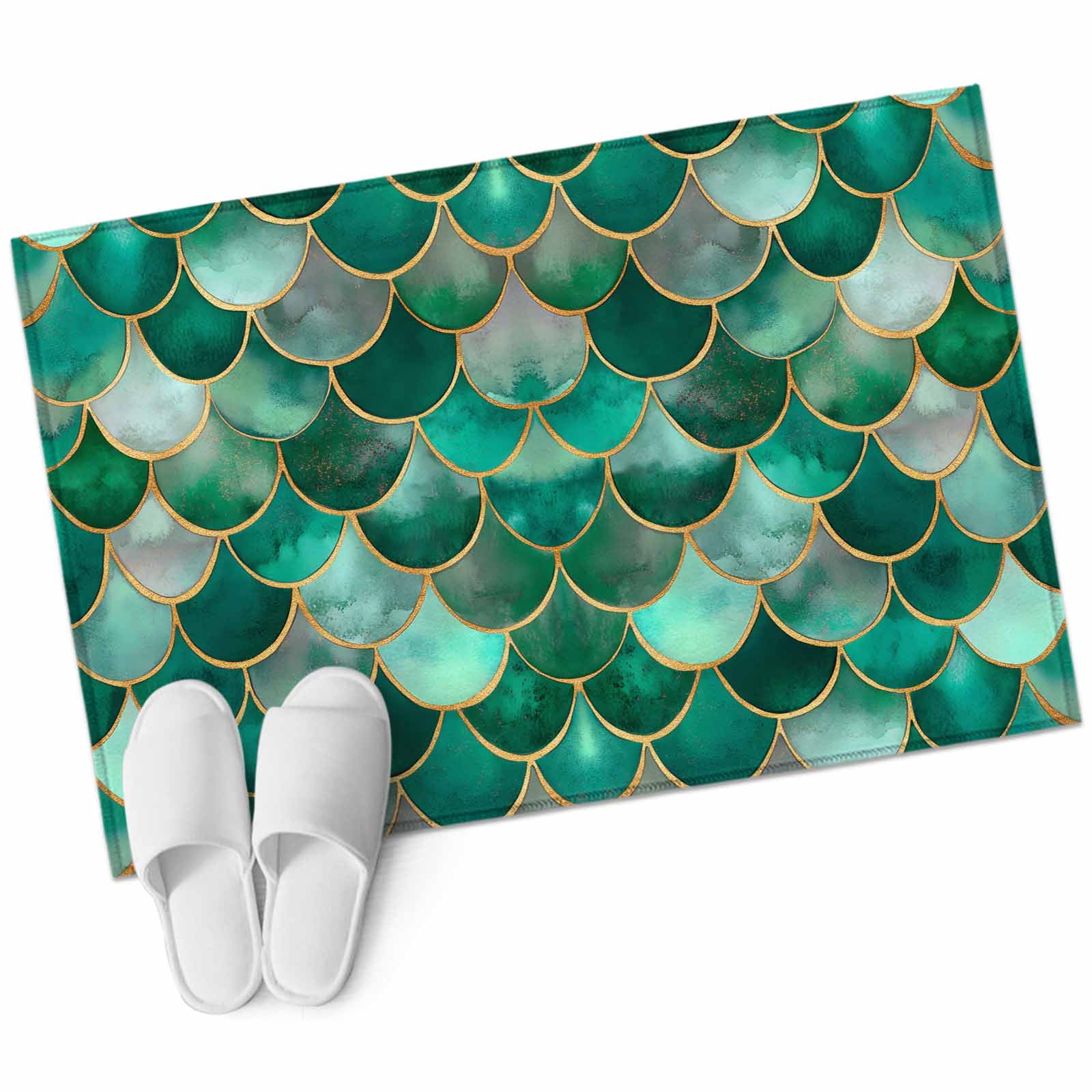 Area Rugs 2x3,Bohemian Emerald Green Fish Scales Non Slip Washable Rug ...