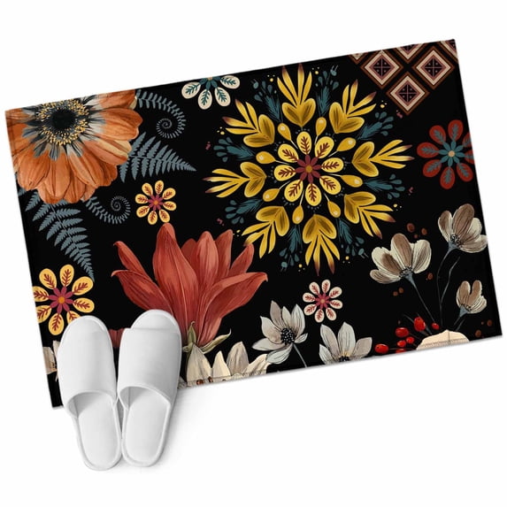 Area Rugs 2x3, Bohemian Style Flowers Non Slip Washable Rug Indoor ...