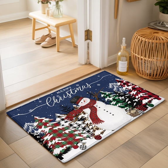 Area Rugs 2x3,Christmas Snowman Leopard Xmas Tree Non Slip Washable Rug ...