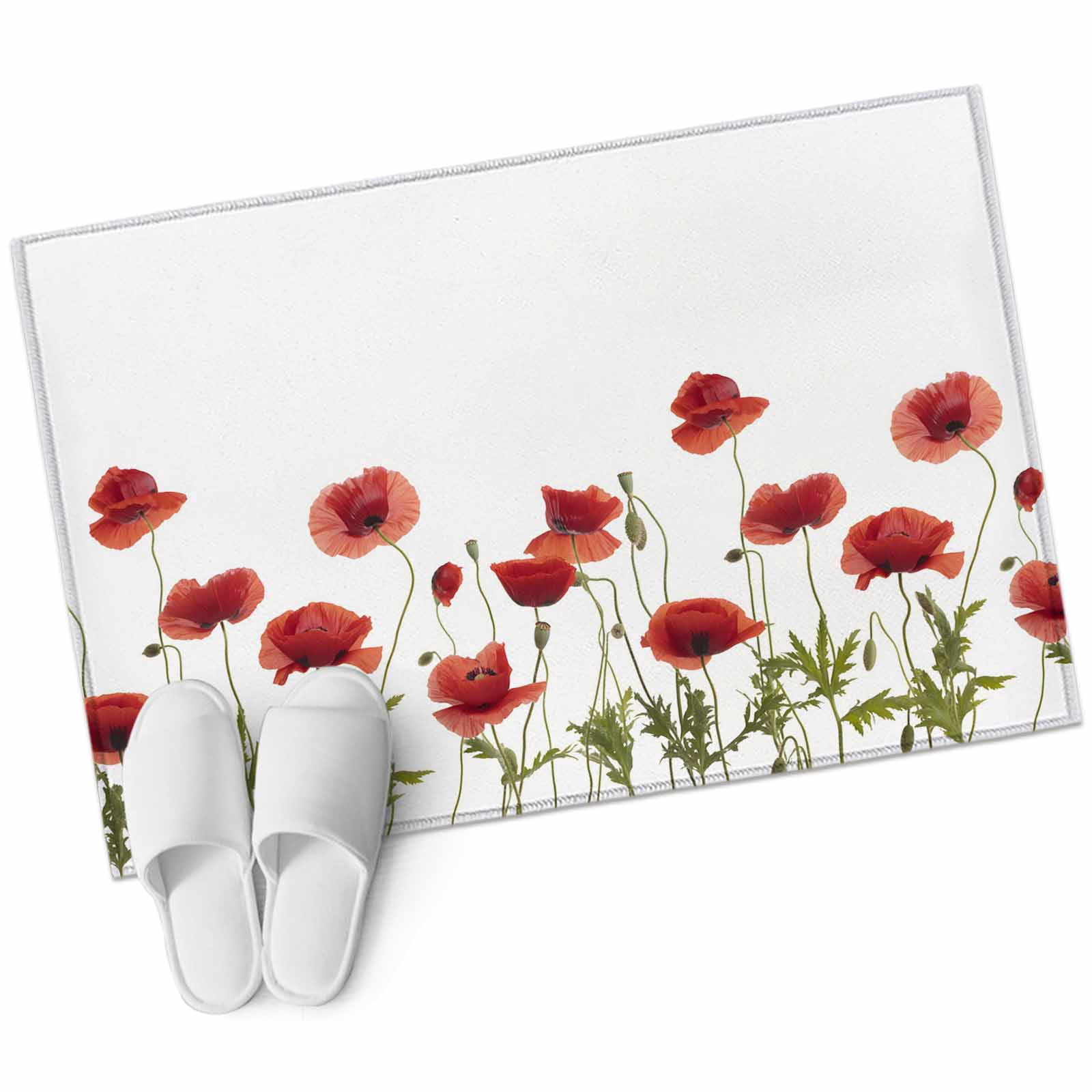 Area Rugs 2x3,Country Red Poppy Flower Non Slip Washable Rug Indoor ...