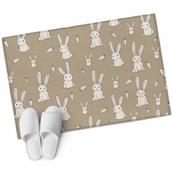 Area Rugs 2x3, Cute Rabbit Farm Bunny on Brown Non Slip Washable Rug ...